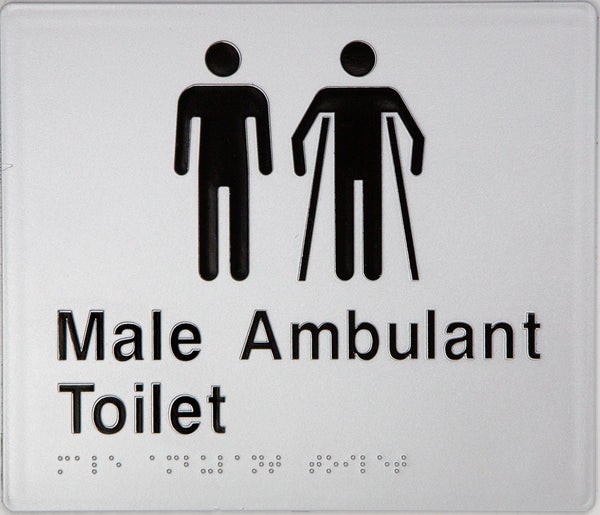 Male Ambulant Toilet Sign With Braille 2 Icons Silver Tim The Sign Man