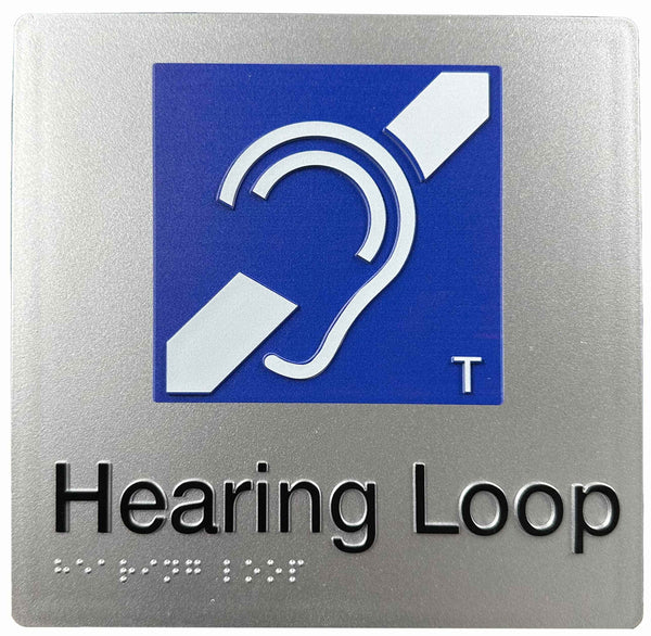 Hearing Loop Sign With T Coil Icon (Silver) – Tim The Sign Man