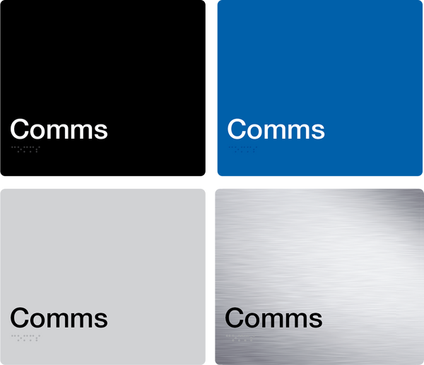 Comms Braille Signs (Black, Blue, Silver, Stainless Steel). – Tim The ...