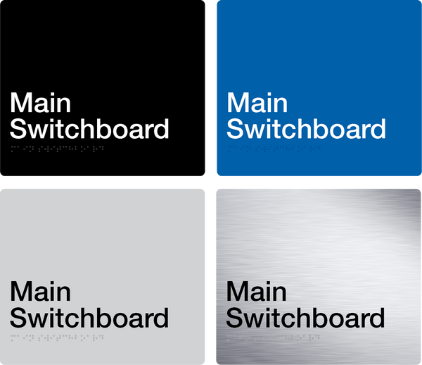 Main Switchboard Braille Signs (black, blue, silver, stainless steel ...