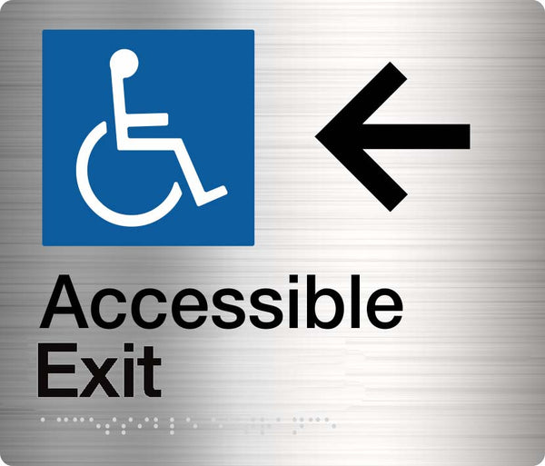Accessible Exit Sign (Stainless Steel) Left Arrow | Braille Signs – Tim ...