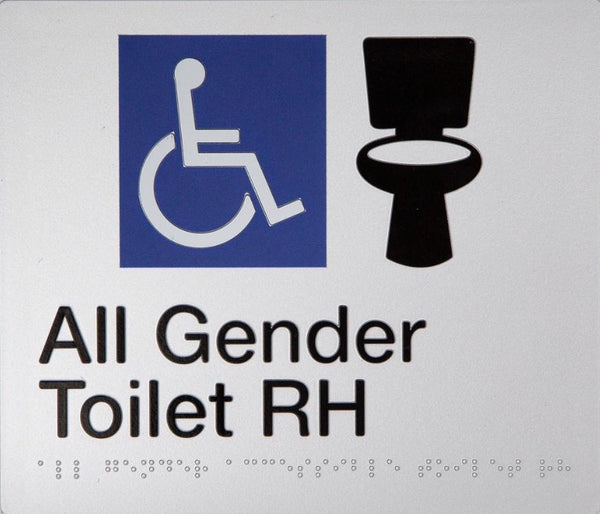 All Gender Toilet RH Sign (Silver) – Tim The Sign Man