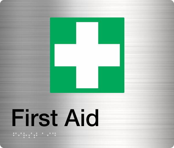 First Aid Sign - Stainless Steel – Tim The Sign Man