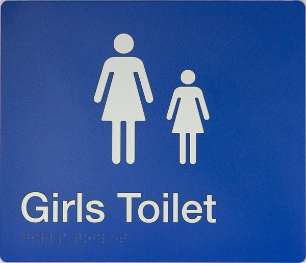 Girls Toilet Braille Sign (Blue) | Code Compliant – Tim The Sign Man