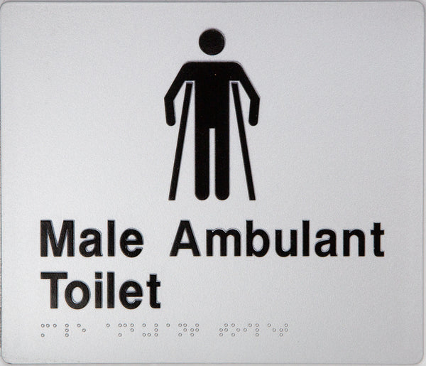 Male Ambulant Toilet Sign With Braille (Silver/Black) – Tim The Sign Man